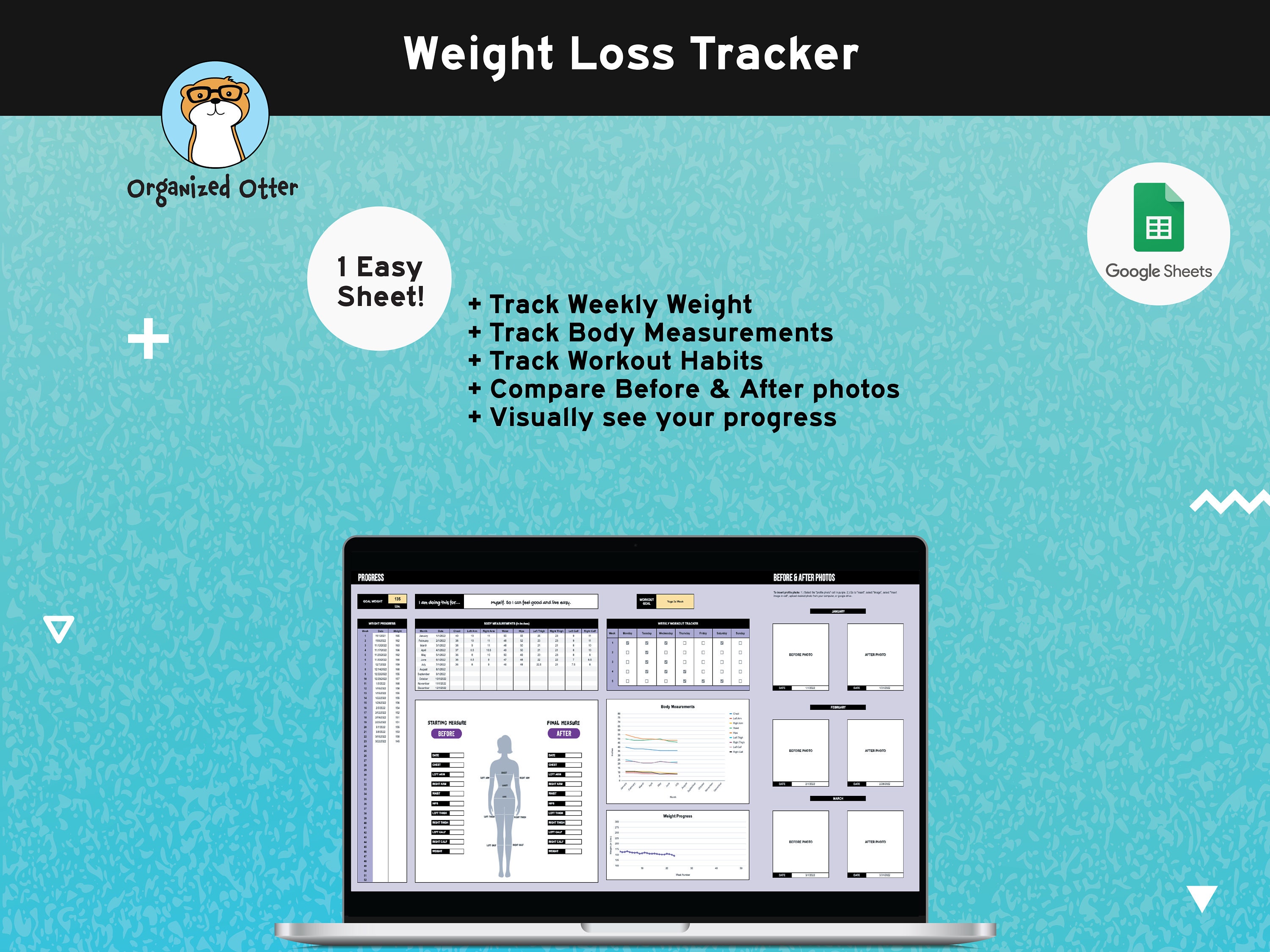 Weight Loss Tracker Google Sheets Template for Women, Track Weight ...