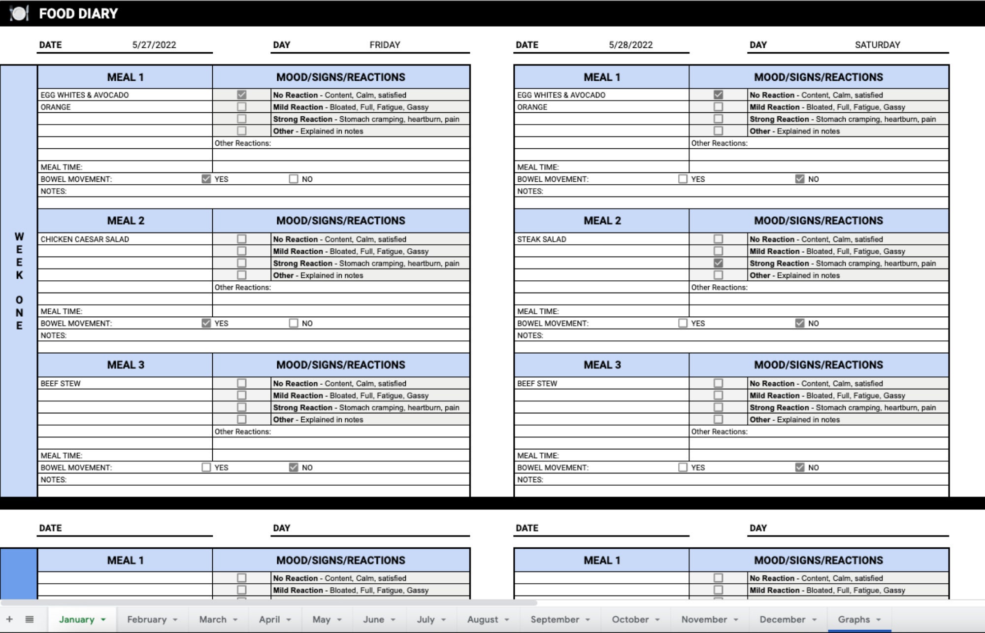 Food Diary Google Sheets Template For Tracking Meals And Food Etsy Food Diary Google Sheets Template For Tracking Meals And Food Etsy