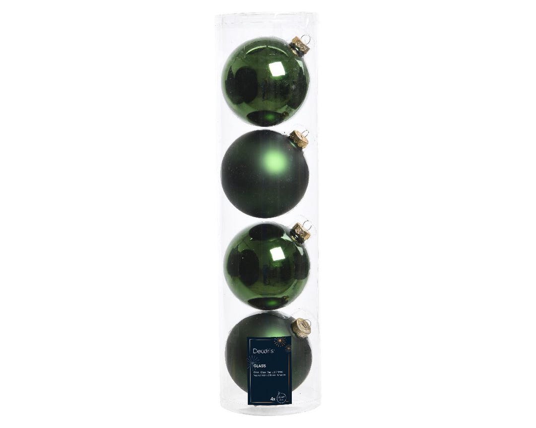 Christmas Tree Baubles “pine Green Matte” Ø 10 Cm – Set of 4 Elegant ...