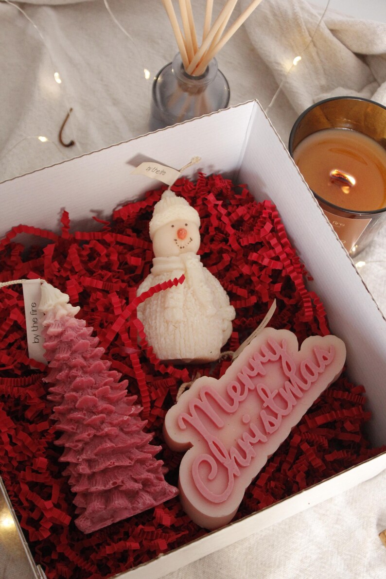 Christmas Gift Set – Tree Candle, House Candle, Metal Stand, Holiday ...