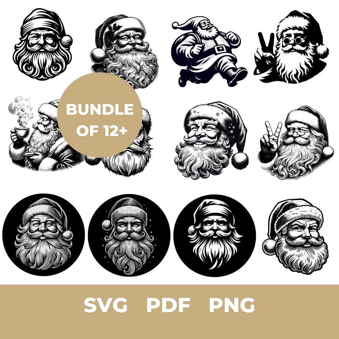 Retro Santa Face SVG Bundle: 12+ Holiday Designs (PDF, PNG) - Etsy