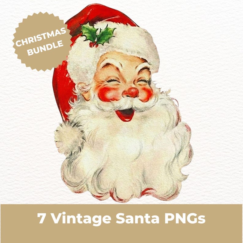 Vintage Santa Face PNG, Santa Claus Digital Download - Etsy