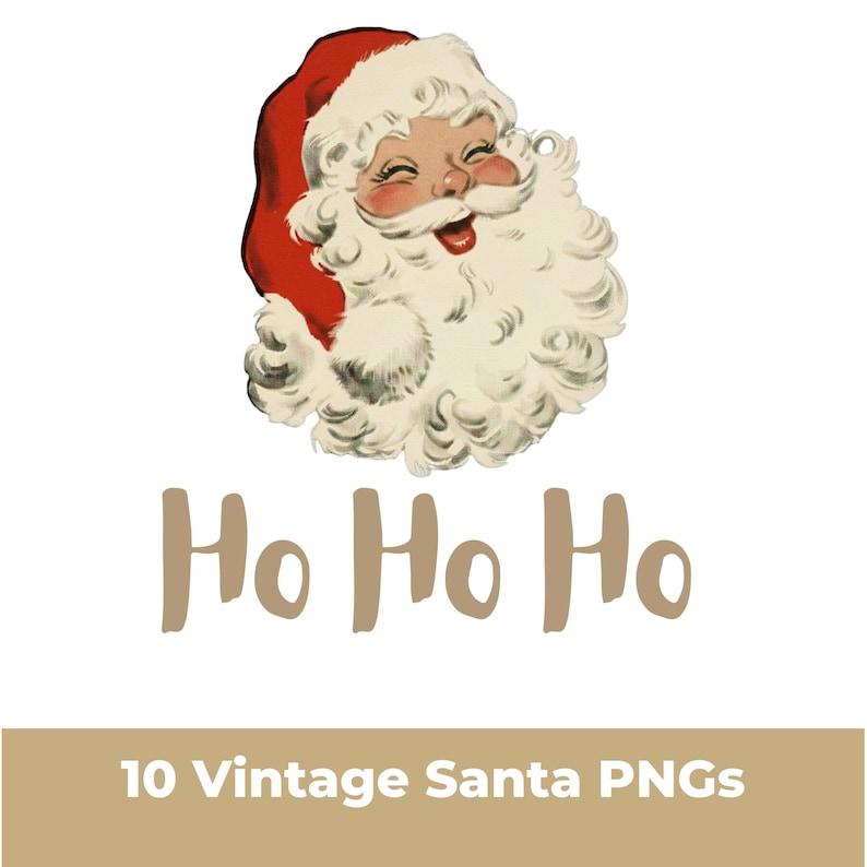 Vintage Santa PNG Bundle | 10 Retro Christmas Illustrations (digital ...