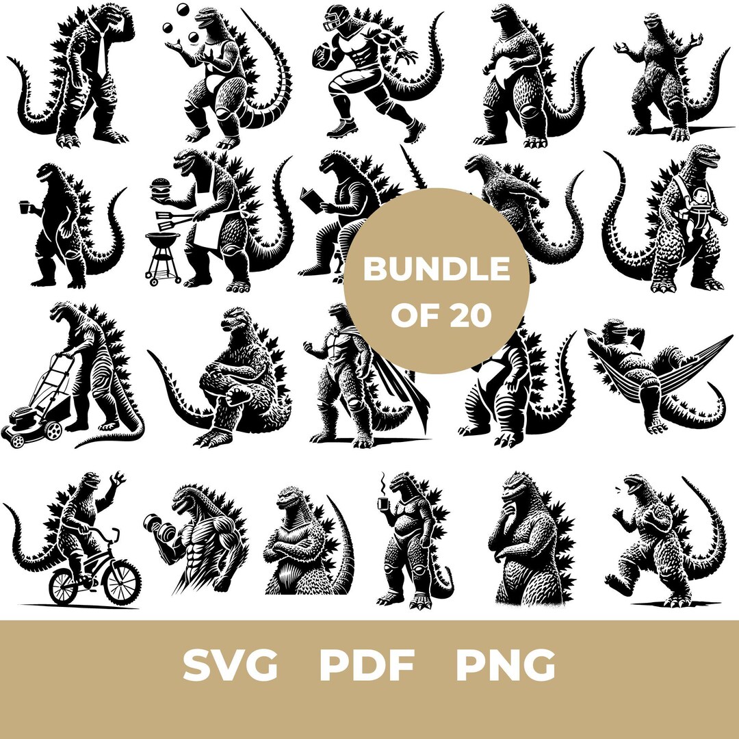 Dadzilla SVG Bundle | 20 Funny Dadzilla Designs | Png, Pdf, and Svg for ...