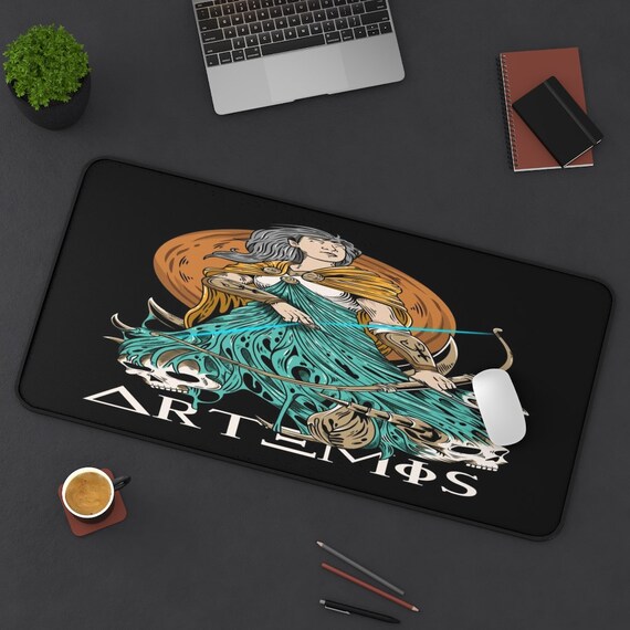 Black Desk Mat Greek Mythology Desk Mat Artemis Desk Mat | Etsy