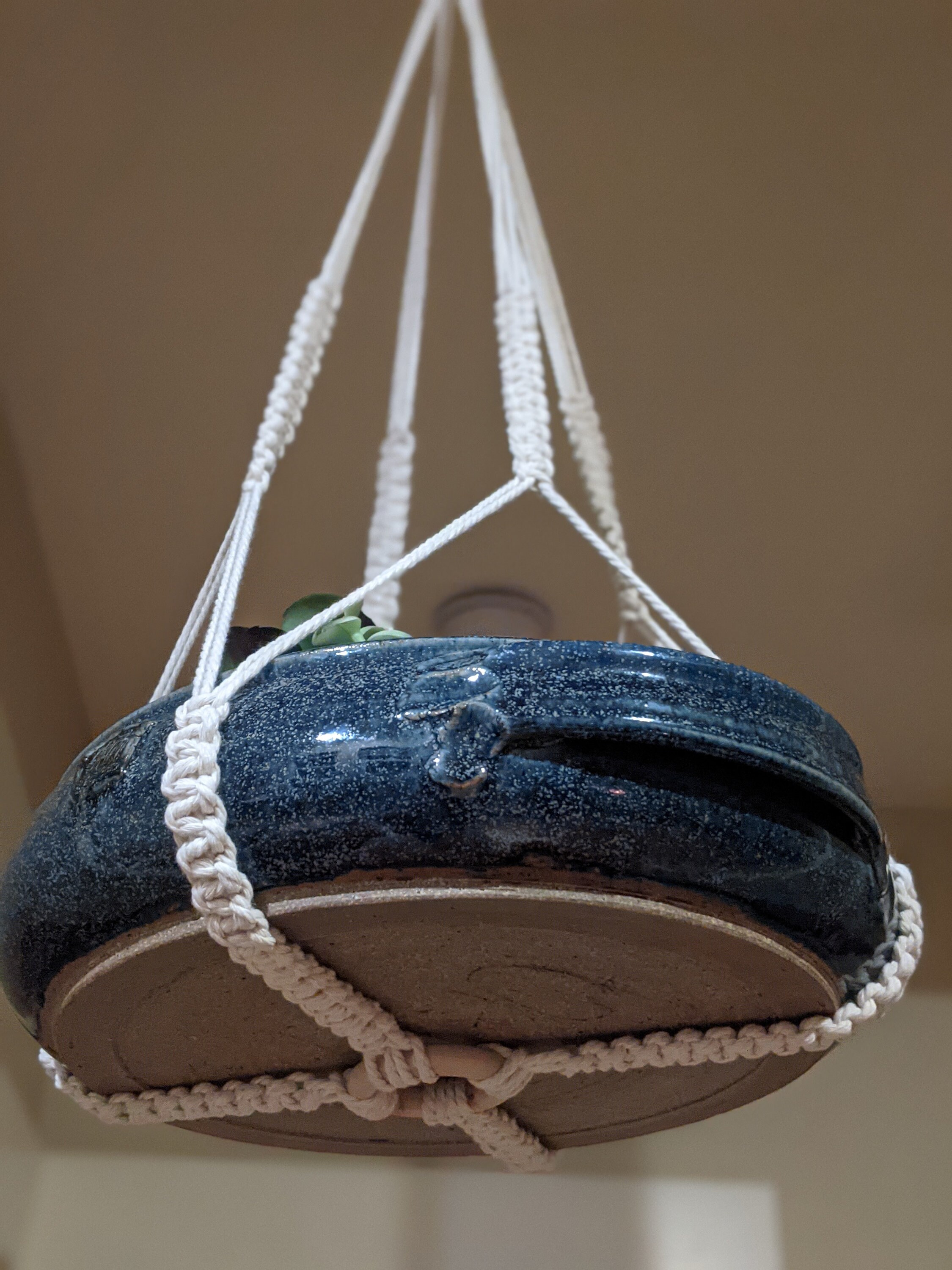 Large, No Tassel, Handmade Macrame Holder for Planter, Plate, Large ...