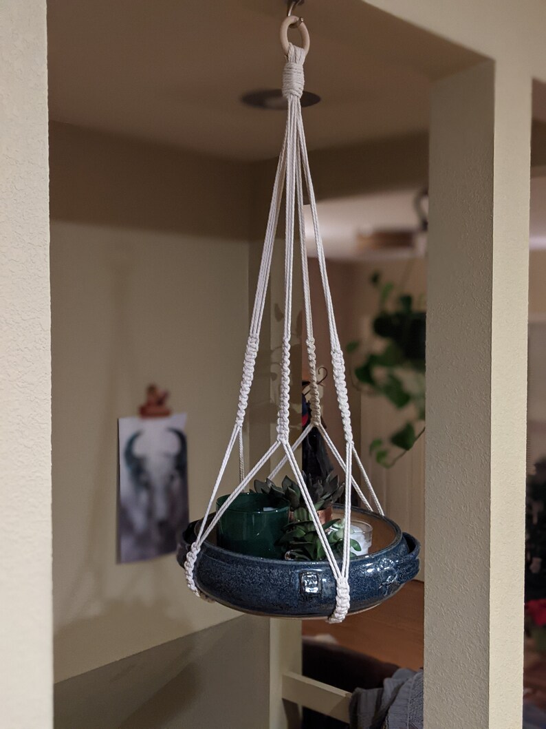 Large, No Tassel, Handmade Macrame Holder for Planter, Plate, Large ...