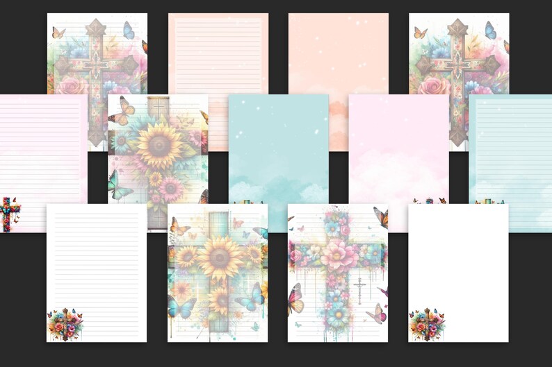 Cross Themed Printable Journal Paper, Lined and Unlined Stationery ...