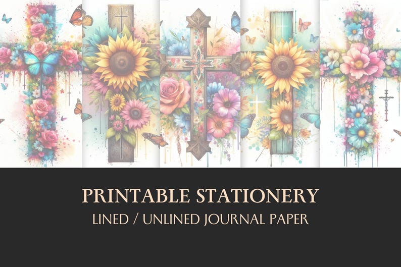 Cross Themed Printable Journal Paper, Lined and Unlined Stationery ...