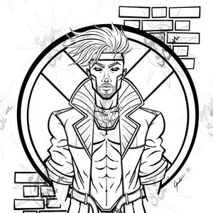gambit x men coloring pages