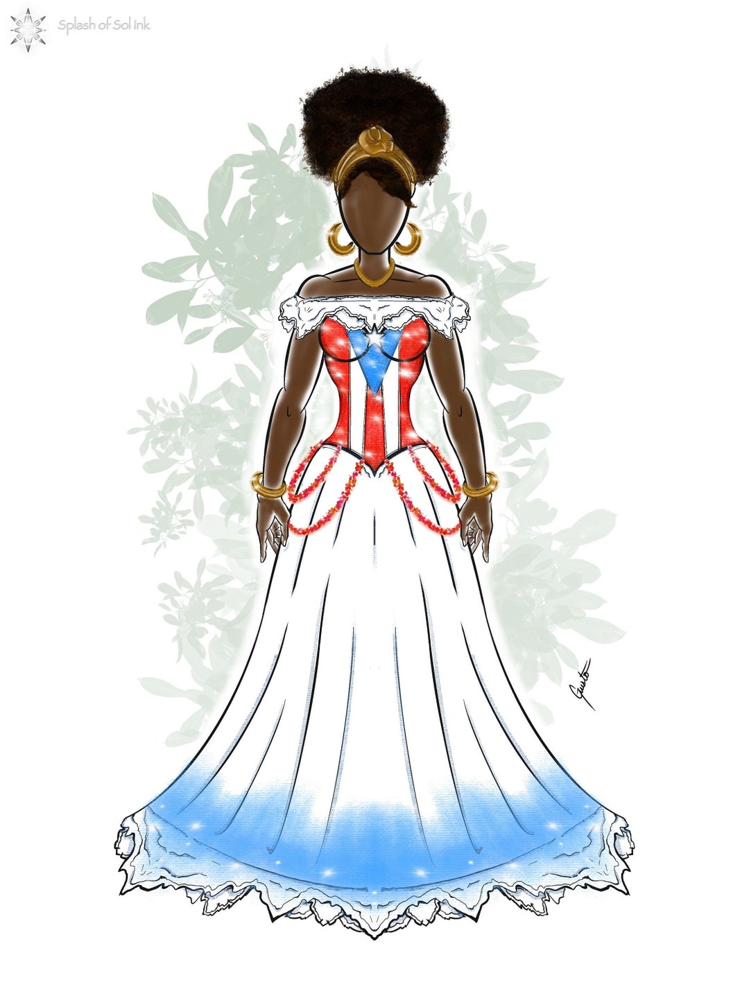 Puerto Rican Bomba Fashion Croquis Large Digital Print Set - Etsy