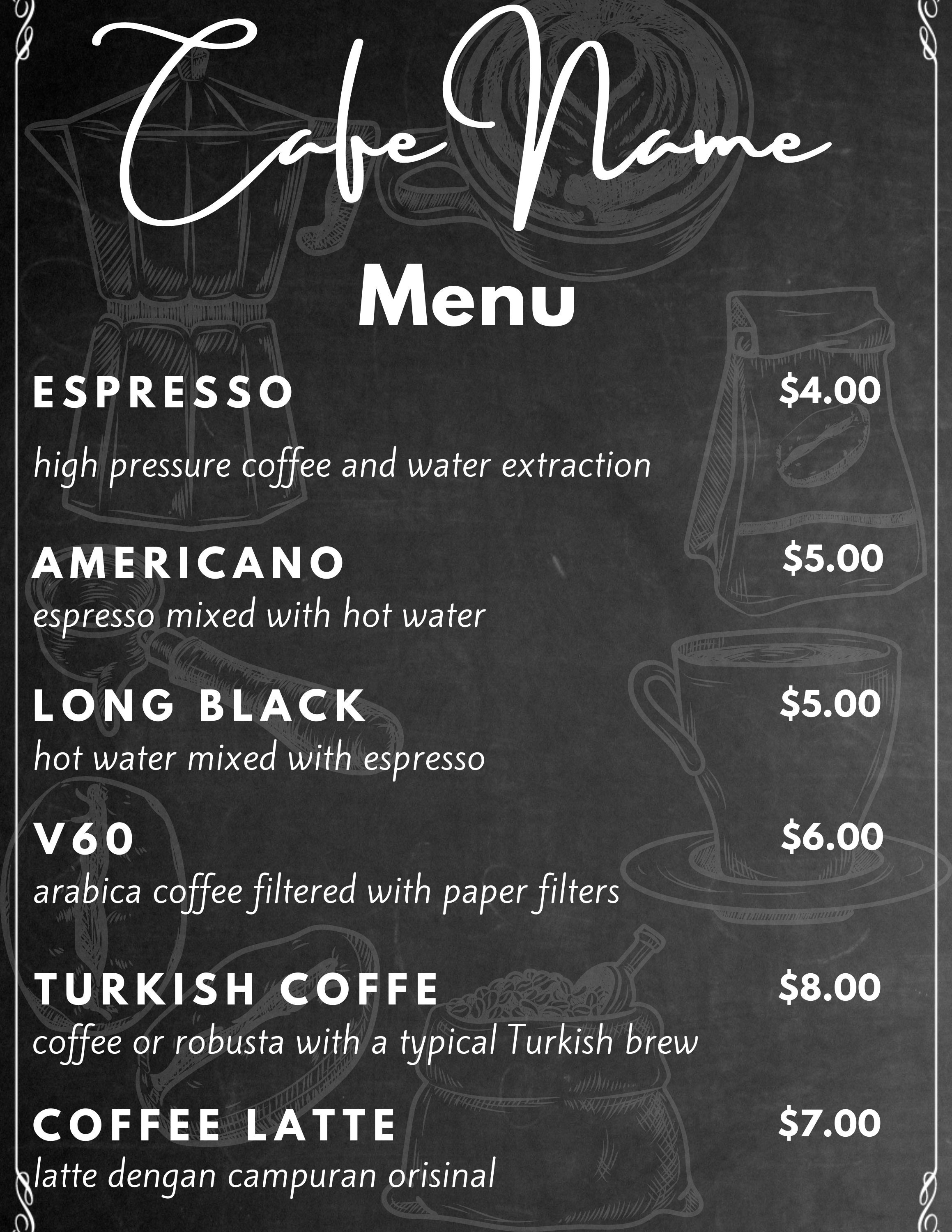 Coffee Shop Menu 10 Designs ZERO WASTE PDF Digital Download ...