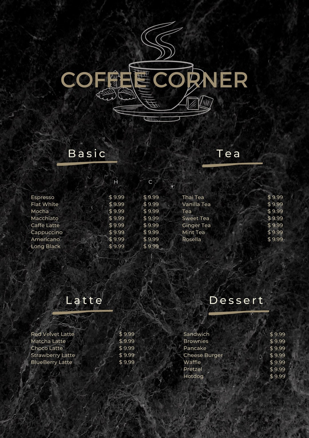 Coffee Shop Menu (10 Designs) ZERO WASTE PDF Digital Download ...