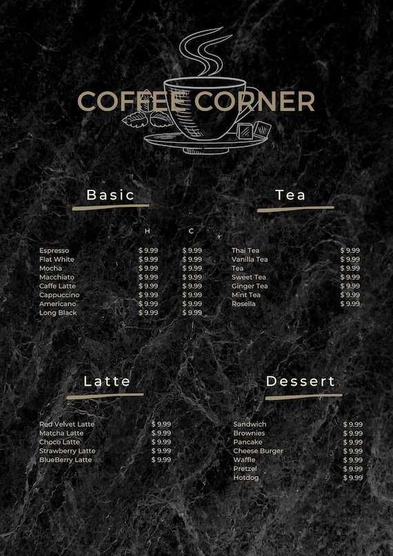 Coffee Shop Menu 10 Designs ZERO WASTE PDF Digital Download | Etsy