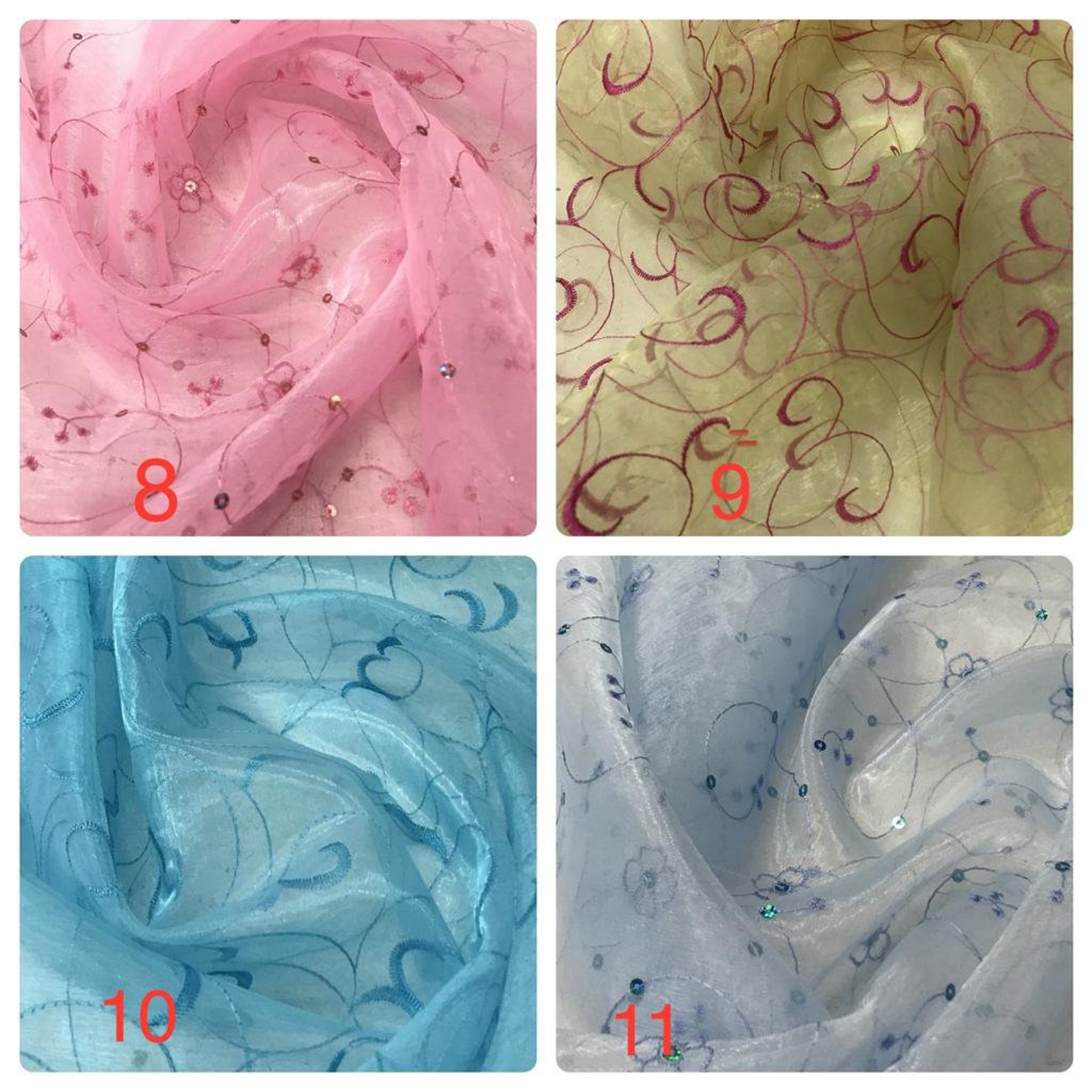 Embroidered Organza Fabric - Etsy