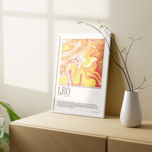 Leo Zodiac Aura Groovy Gradient Poster Digital Download - Etsy