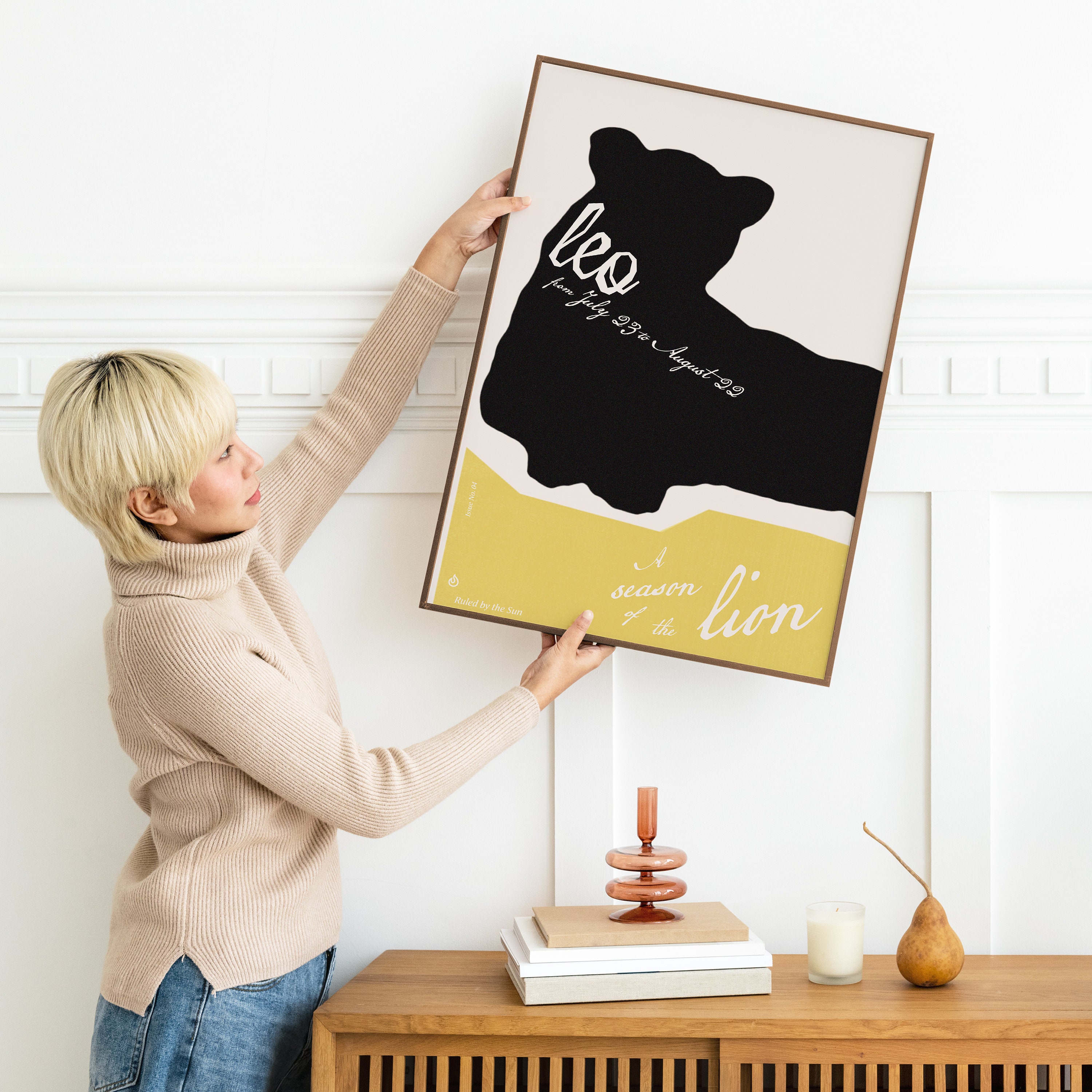 Leo Retro MCM Pop Art Digital Poster, Download Trendy Zodiac Astrology ...