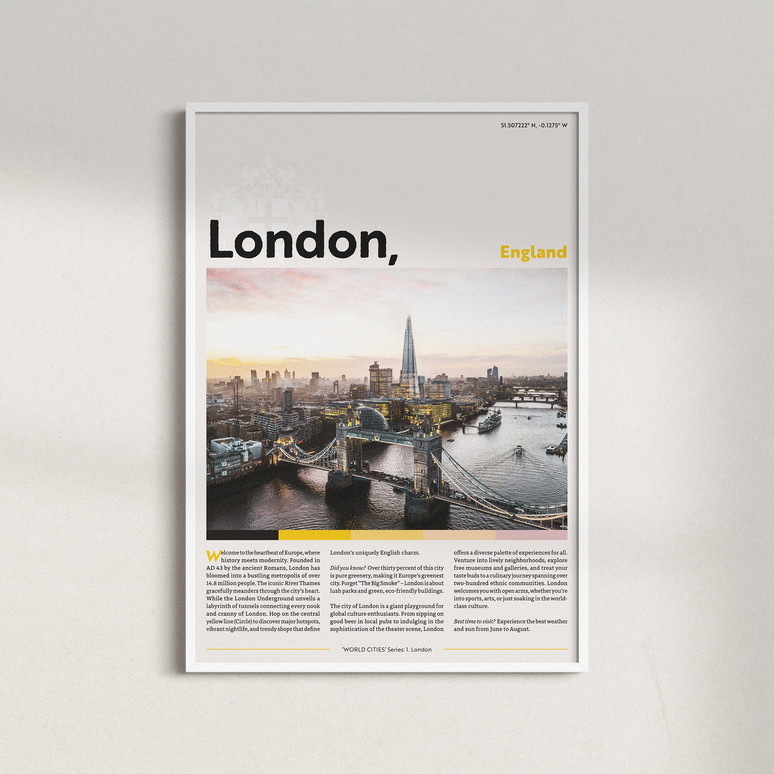 Retro London Travel Digital Poster, Download Simple Beige Midcentury ...