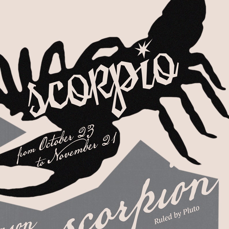 Scorpio Retro MCM Pop Art Digital Poster, Download Trendy Zodiac ...