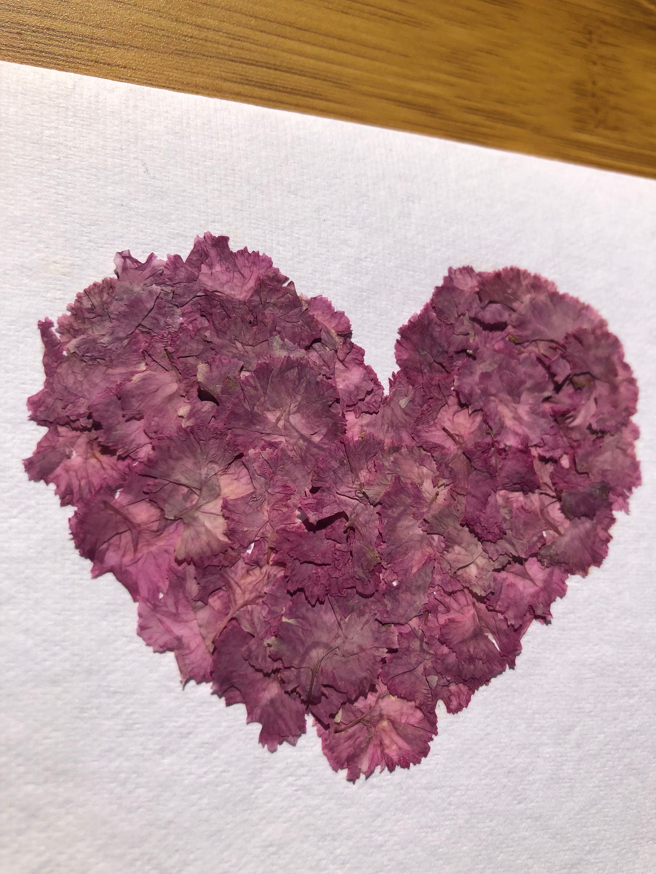 Pressed Rosy Pink Flower Heart Card | Handmade Paper - Etsy