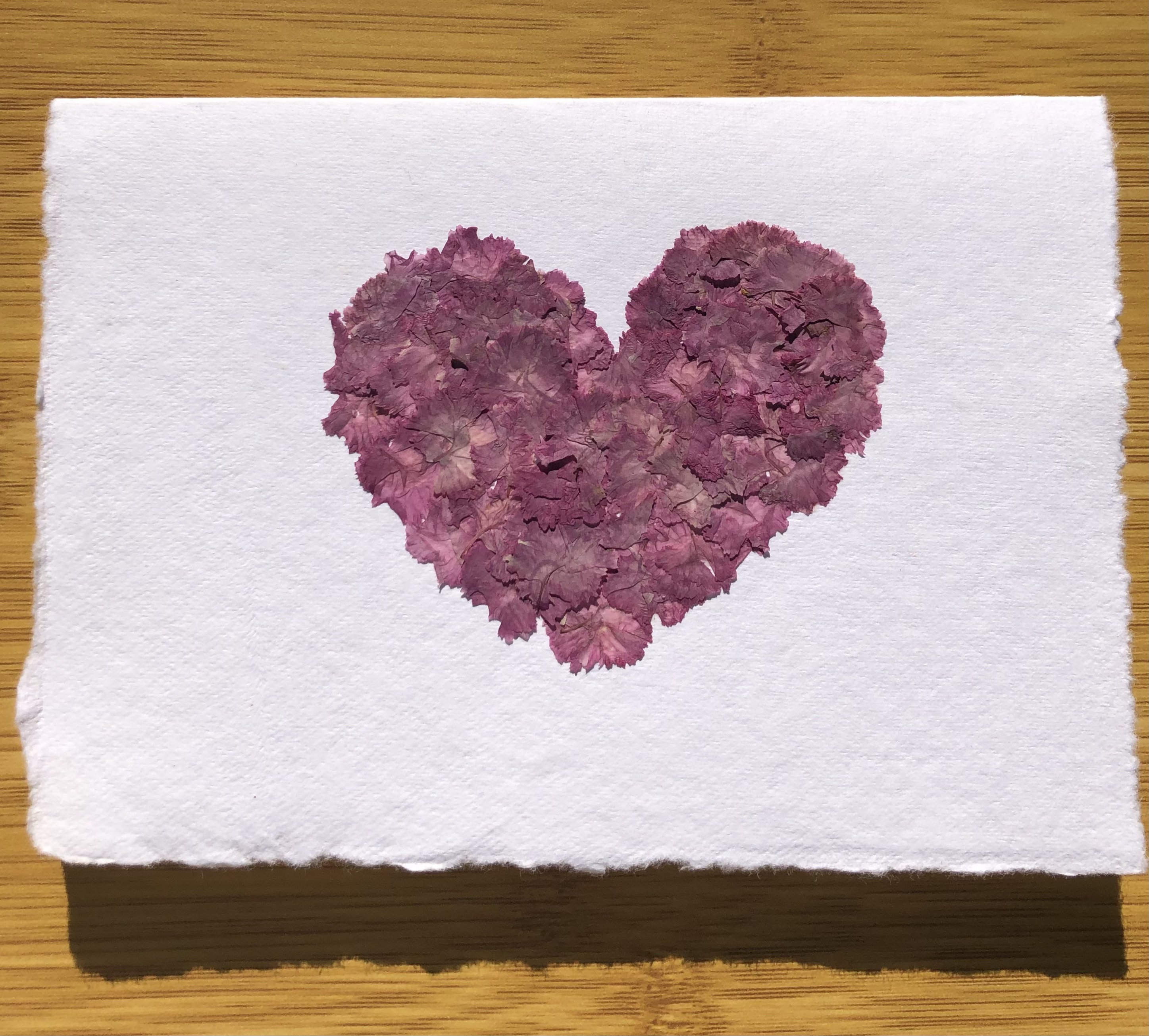 Real Pressed Flower Heart Card on Handmade Paper Flower Art white ...