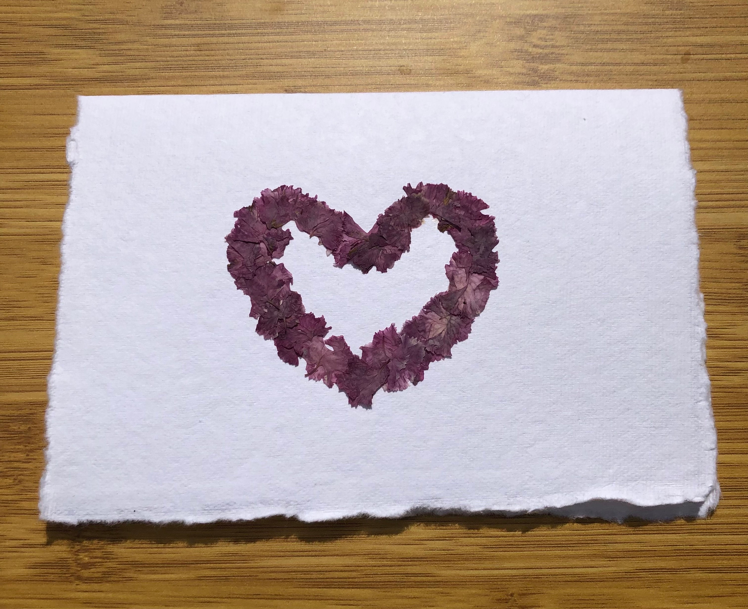 Real Pressed Flower Heart Card on Handmade Paper| Flower Art |white ...