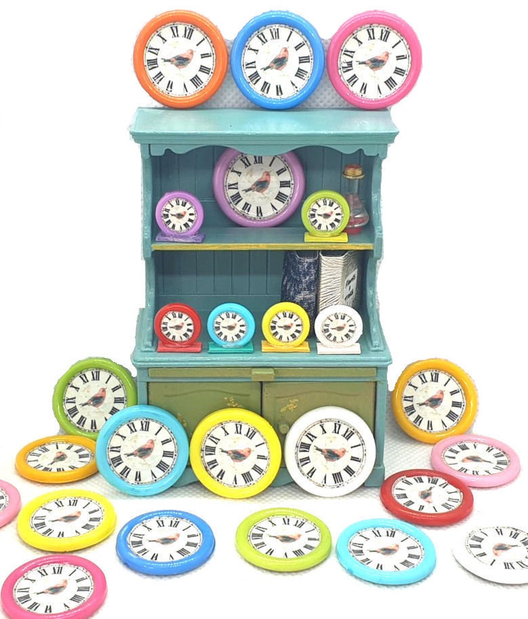 Miniature Clock, Wall Clocks, Free Standing Clock, Rainbow Colours ,toy ...