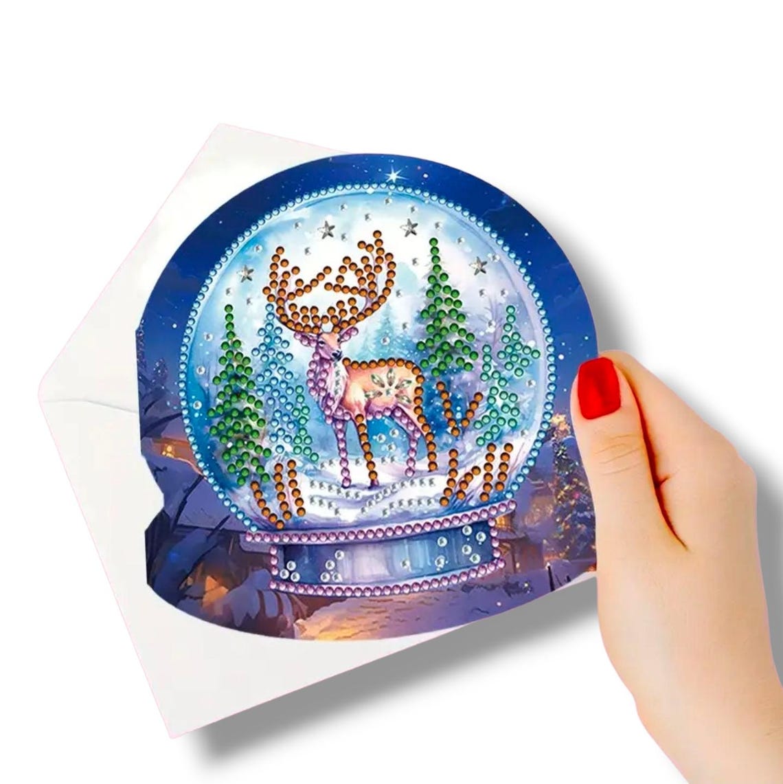 Diamond Painting Christmas Cards With Envelope, Completed, Glittering ...
