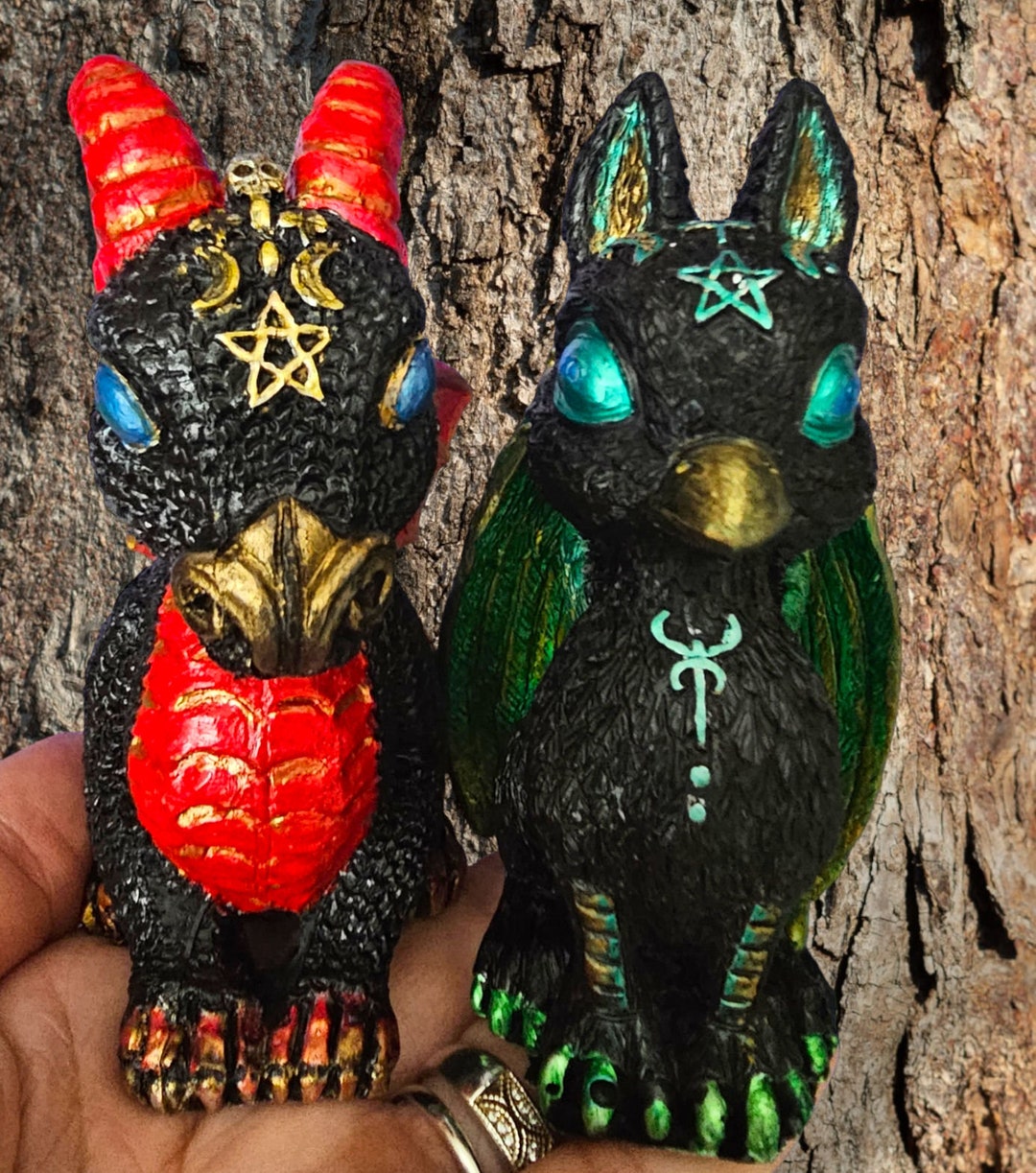Hand Painted Gothic Figures. Familiars, Beautiful Cat, Unicorn, Dragon ...
