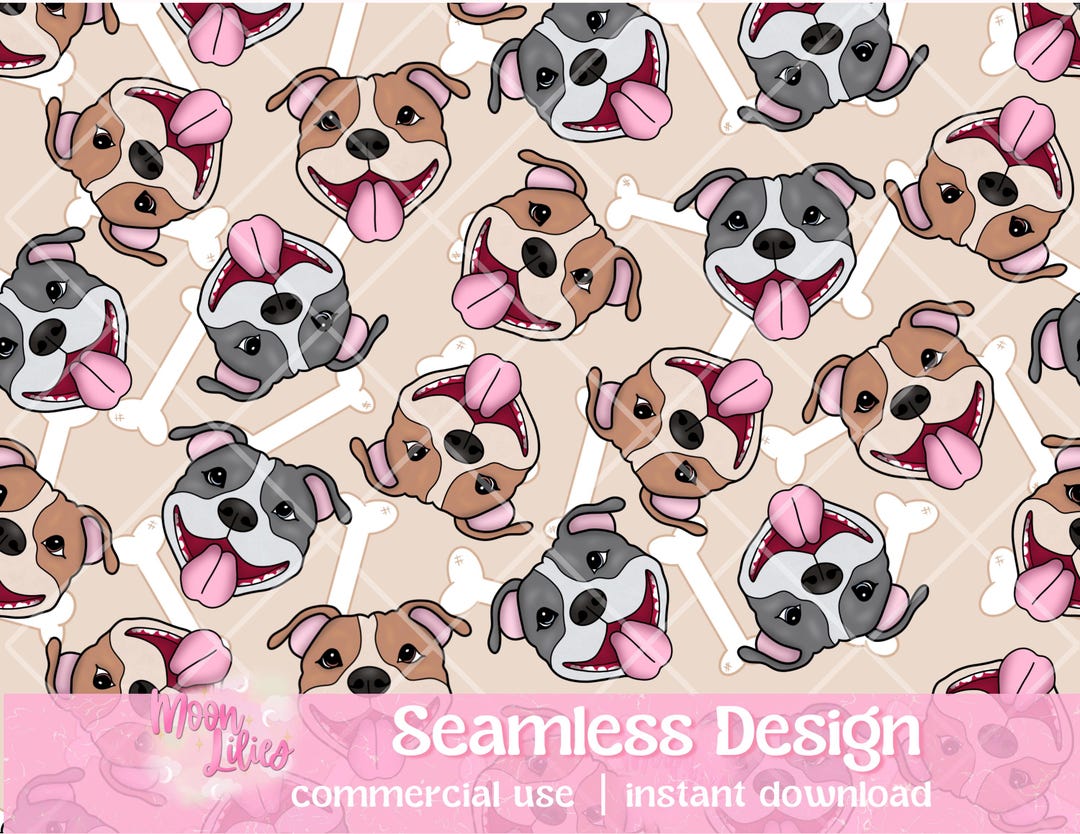 Pitbull PNG Seamless Pattern Digital Download, Pitbull, Pitbull Png ...