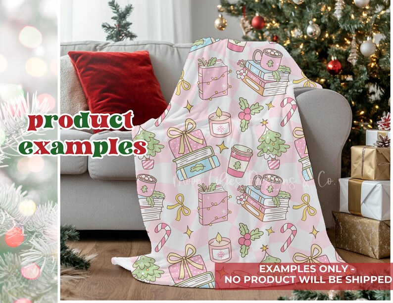 Pink Christmas Bookish Seamless Pattern Digital Download, Bookish ...