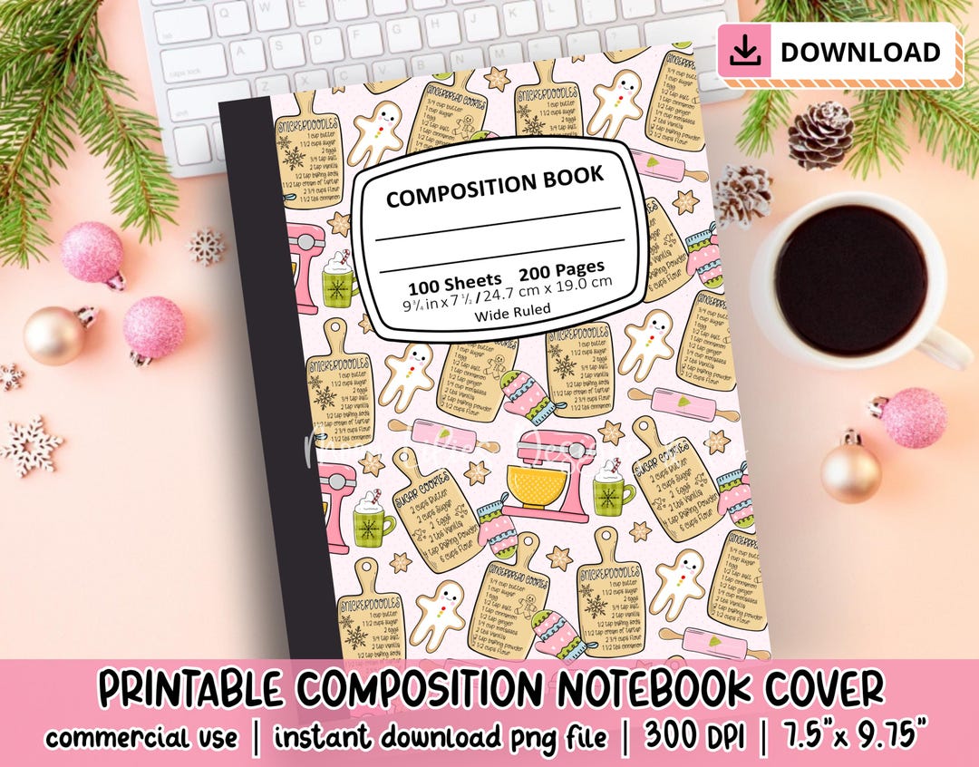 Christmas Cookies Composition Book Cover PNG Digital Download ...