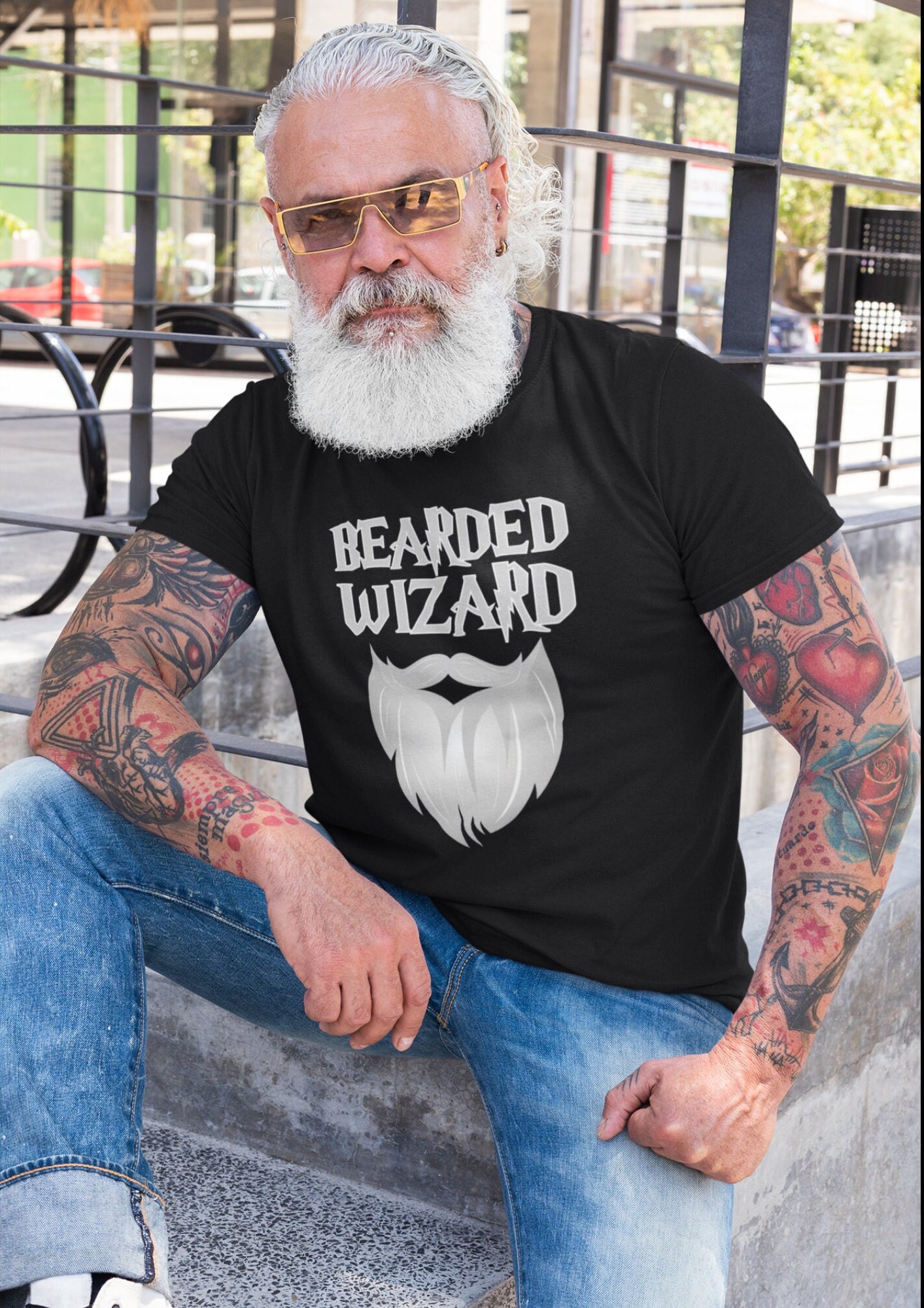 Bearded Wizard, Funny Beard Shirt for Dad, Bearded Tshirt for Husband ...