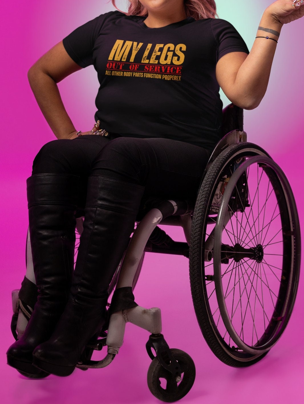 FUNNY WHEELCHAIR HUMOR T-shirt, Wheelchair Humor Legs Out of Service ...