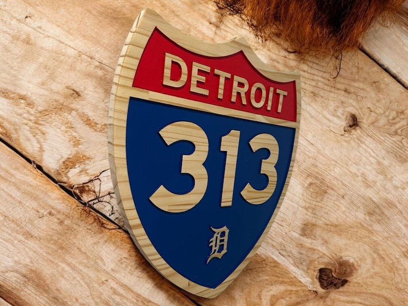 Detroit 313 Wooden Shield Sign – Handcrafted - Etsy