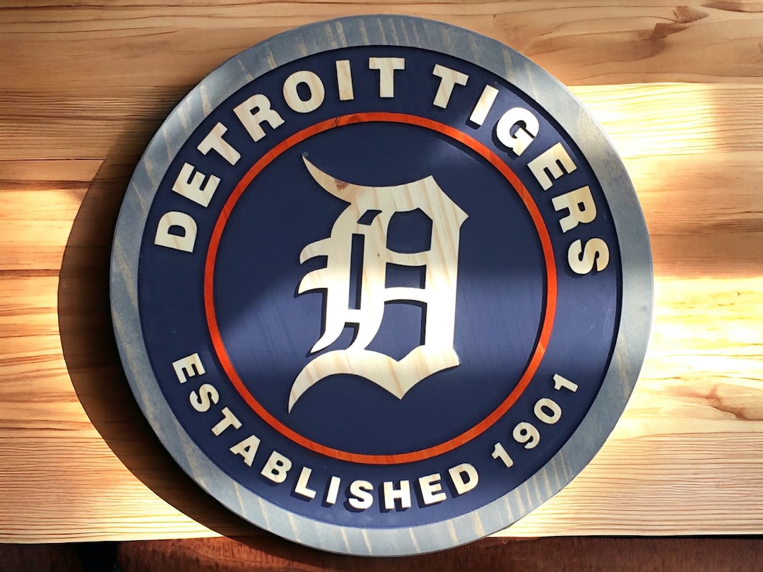 Detroit Tigers Wooden Sign – Handmade Deep Carved Detroit Baseball Wall ...