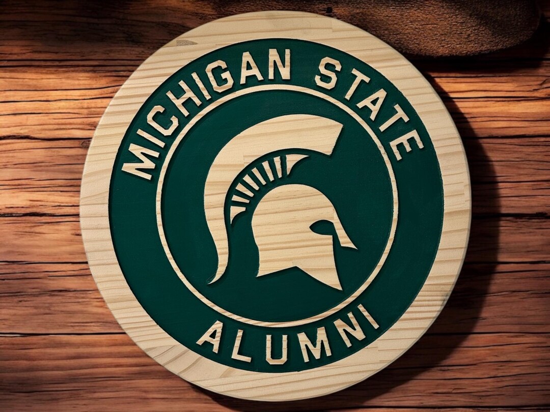 Hand Carved Michigan State Alumni Wood Sign: Spartan Helmet Wall Art - Etsy