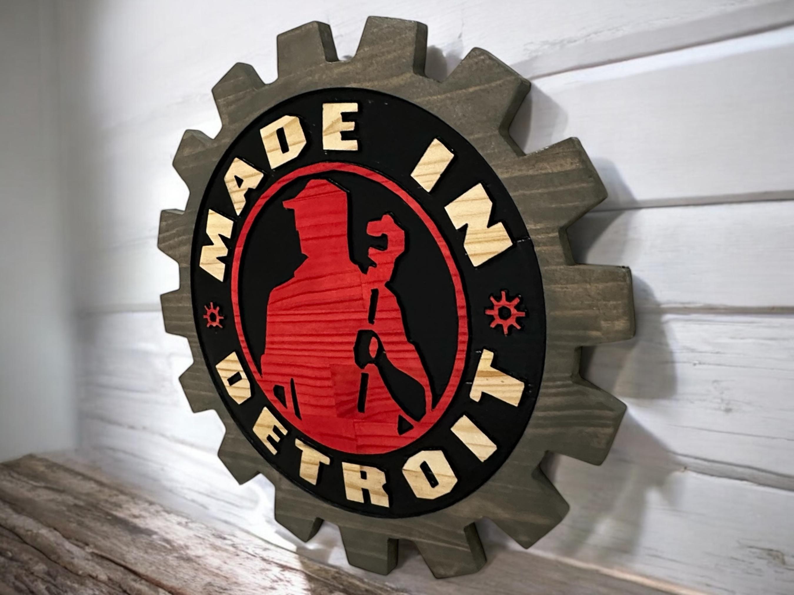 Made in Detroit Wooden Gear Sign – Handcrafted by Motorcity Design - Etsy