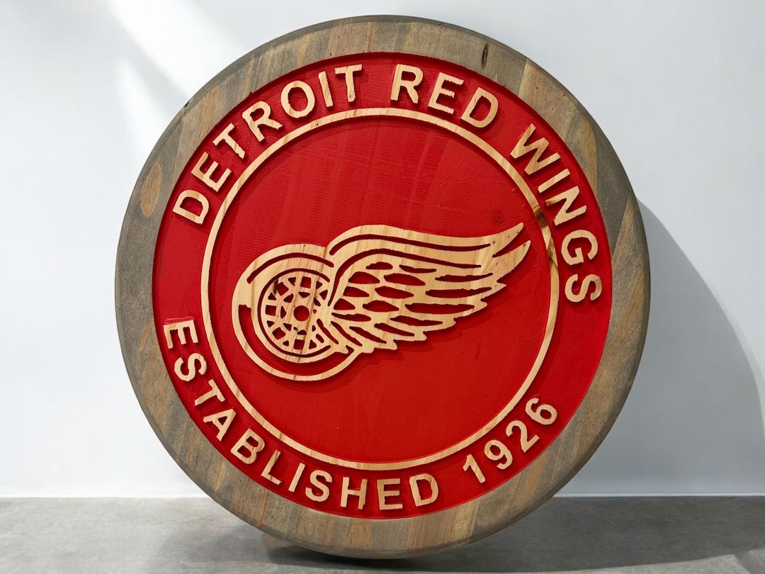 Detroit Red Wings Wood Carved Sign: Handmade Hockey Decor - Etsy