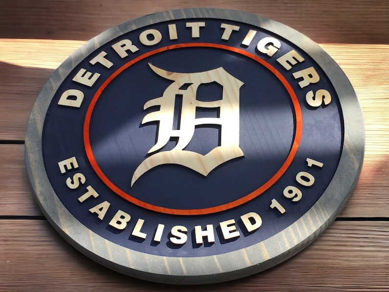 Detroit Tigers Wooden Sign – Handmade Deep Carved Detroit Baseball Wall ...