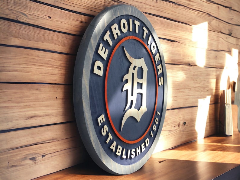Detroit Tigers Wooden Sign – Handmade Deep Carved Detroit Baseball Wall ...