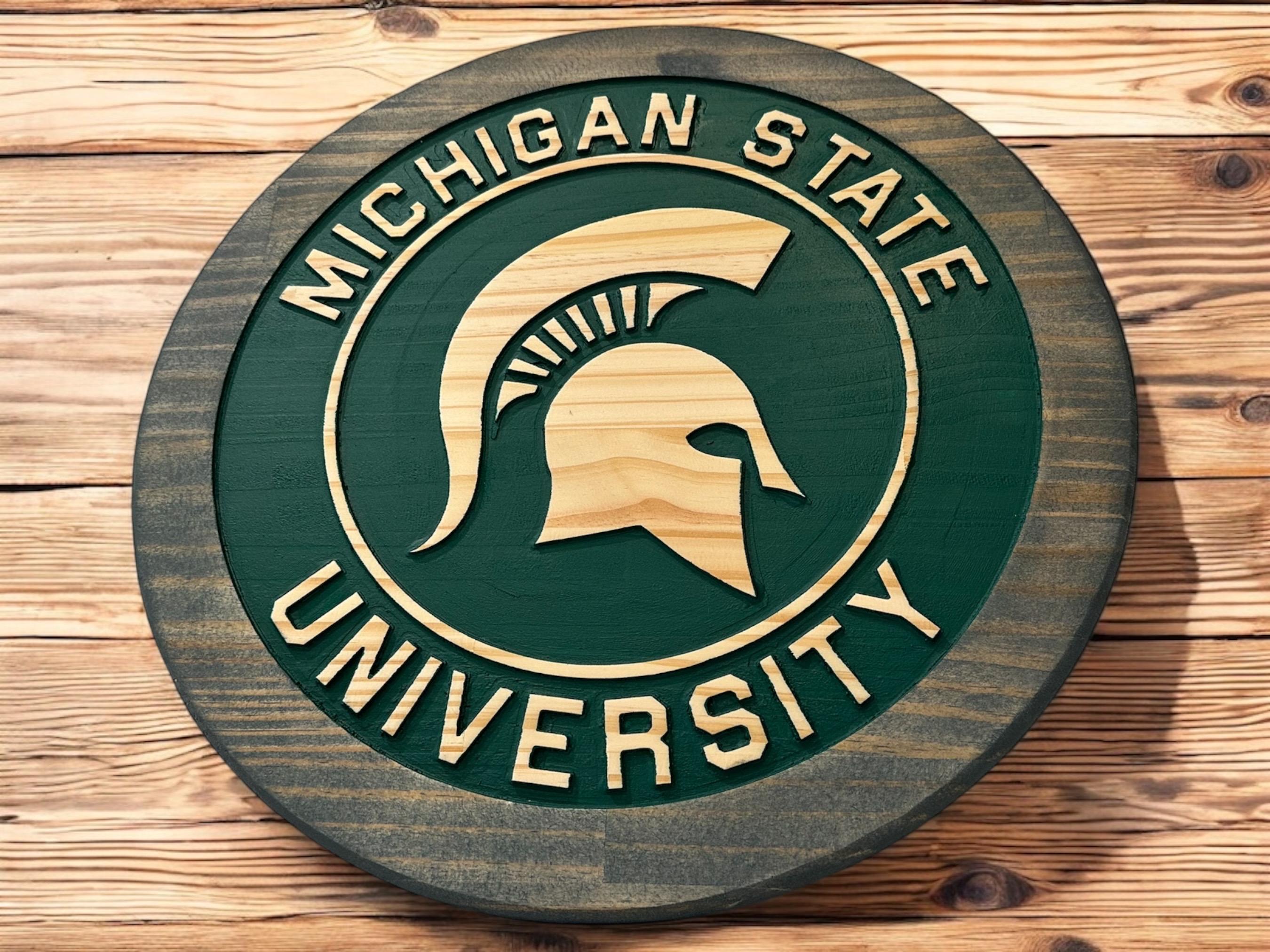 MSU Wood Sign: Michigan State Spartans Logo, Hand Painted - Etsy