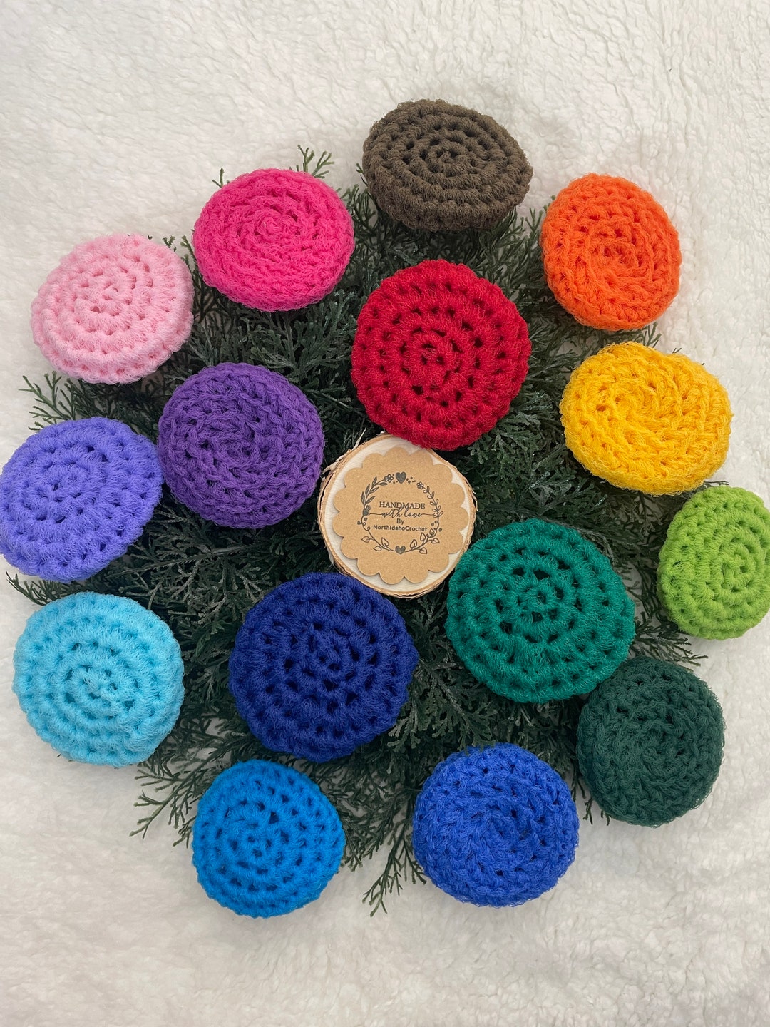 Crochet Dish Scrubbie- Netting -puffy -gifts -kitchen -bathroom ...