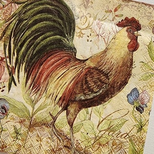 2 - 5"x 5", Rooster, Decoupage Napkins, Paper Napkins for Decoupage ...