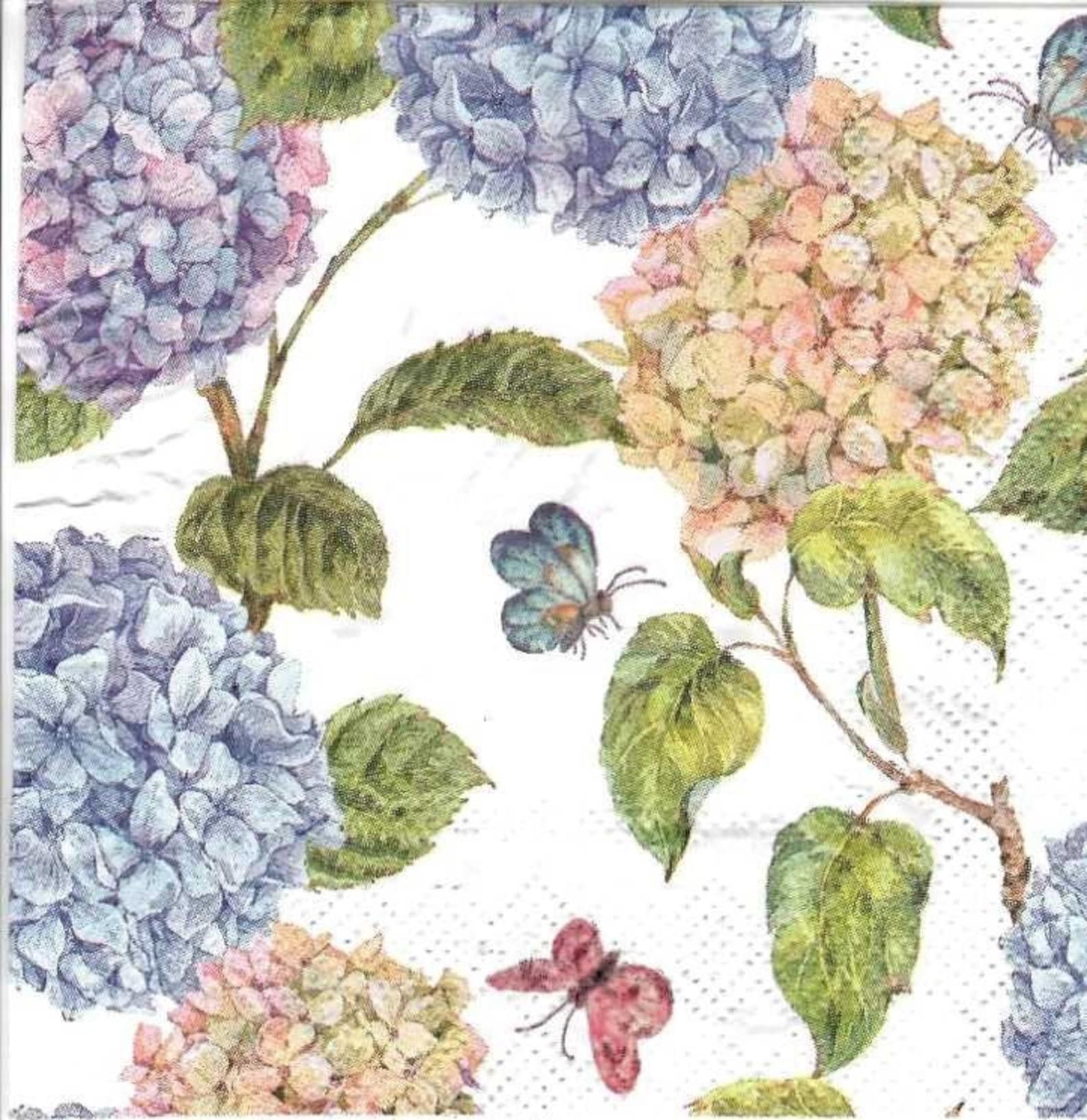 2 - 5"x 5", Hydrangea, Decoupage Napkins, Paper Napkins for Decoupage ...