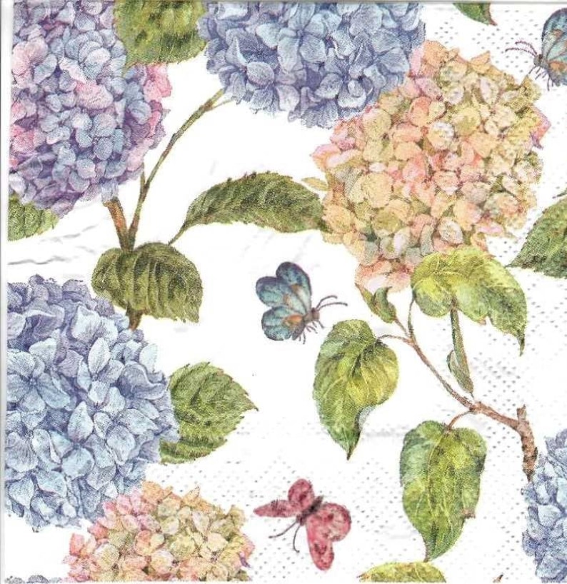 2 - 5"x 5", Hydrangea, Decoupage Napkins, Paper Napkins for Decoupage ...