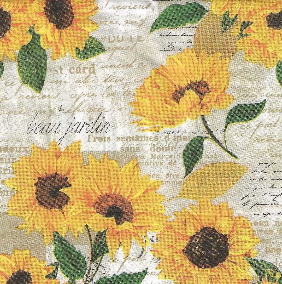 2 - 5"x5", Soft Sunflowers2 , Decoupage Napkins, Sunflowers, Paper ...