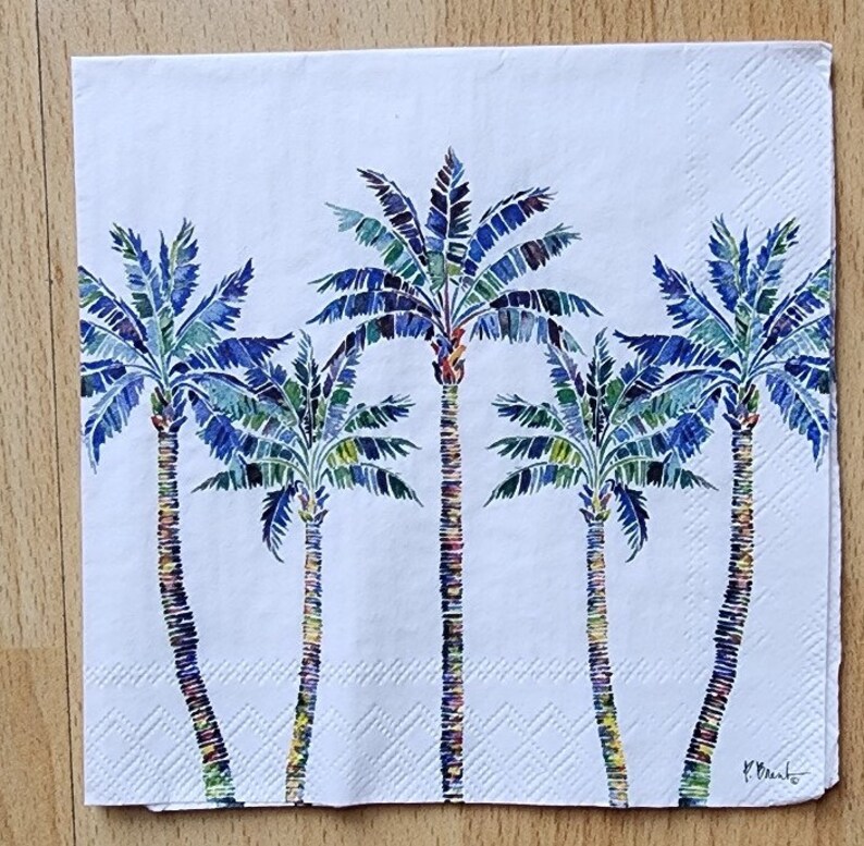 2 - 5"x5", Palm Tree , Decoupage Napkins, Paper Napkins for Decoupage ...