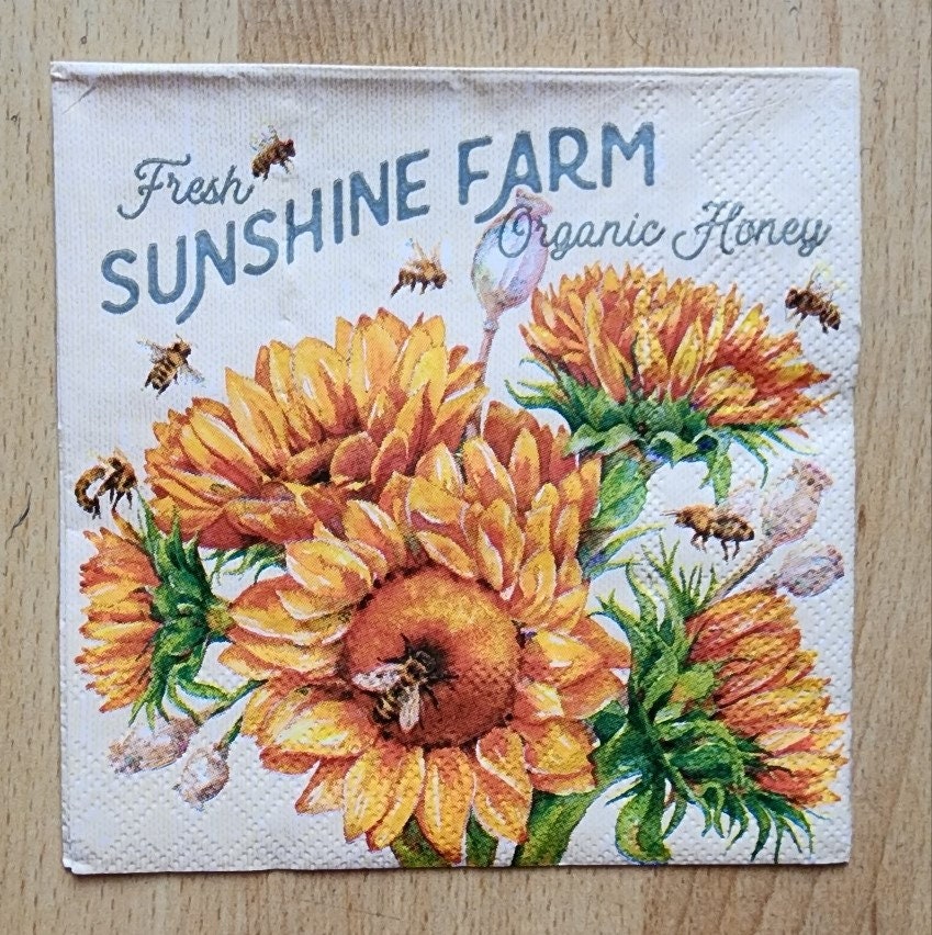 2 - 5"x5", Sunshine Farm, Decoupage Napkins, Sunflowers, Paper Napkins ...