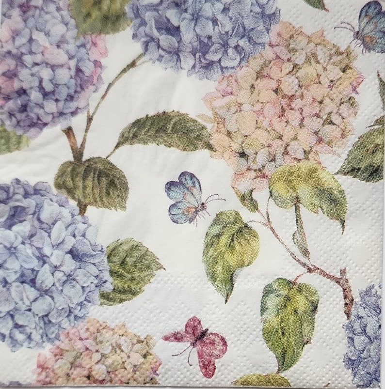 2 - 5"x 5", Hydrangea, Decoupage Napkins, Paper Napkins for Decoupage ...